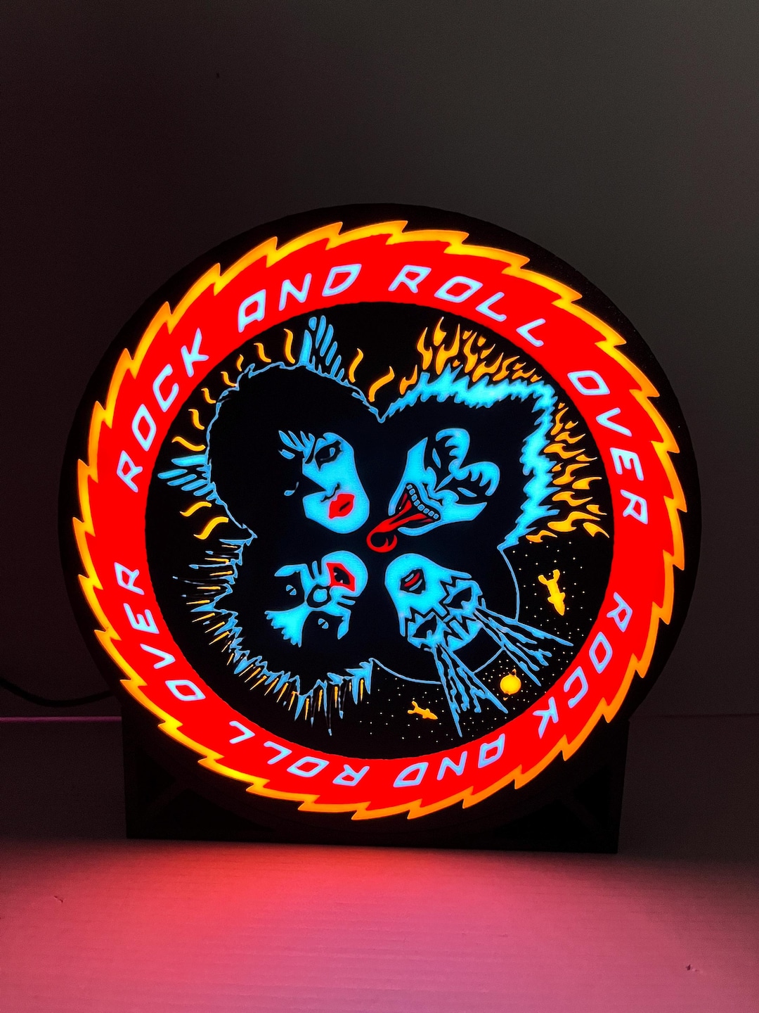 KISS Rock and Roll Over, 4 Colored Light Box With Colored LED Lights ...