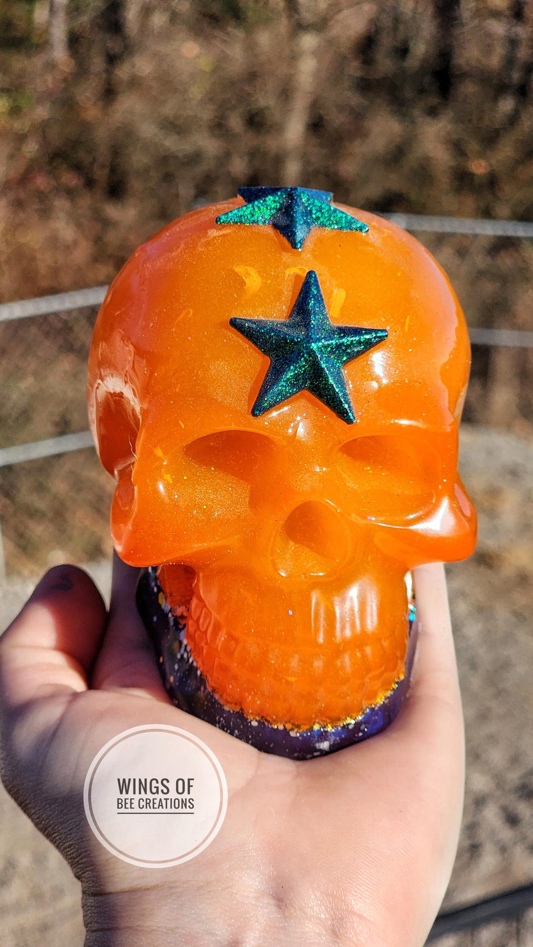 Fluorescent Orange Skull, Starry Accent, Spooky Season,skeleton ...