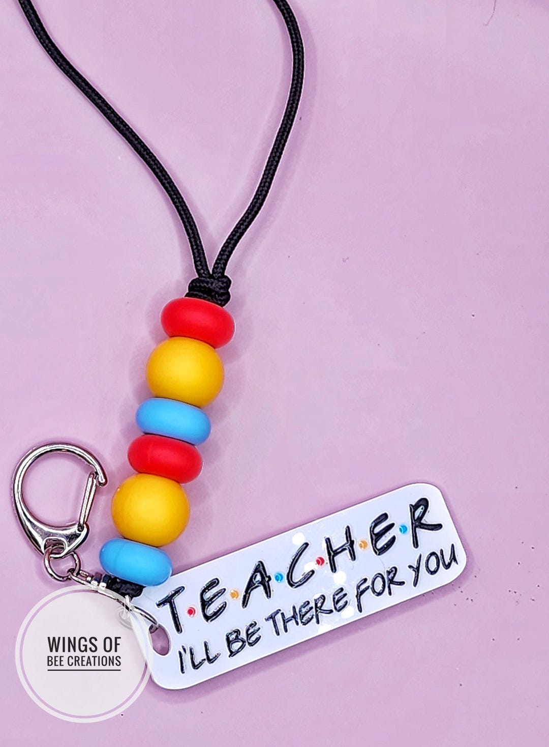 Teacher Lanyard, ID Name Tag Holder,school Fashion,beaded Lanyard ...