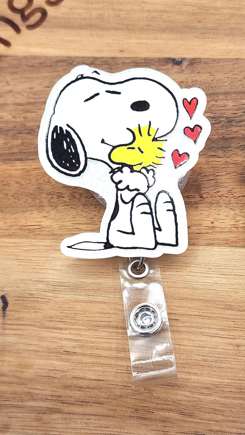 Snoop Peanut Dog Badge Reel,trendy ID Name Tag Holder, Adorable Teacher ...