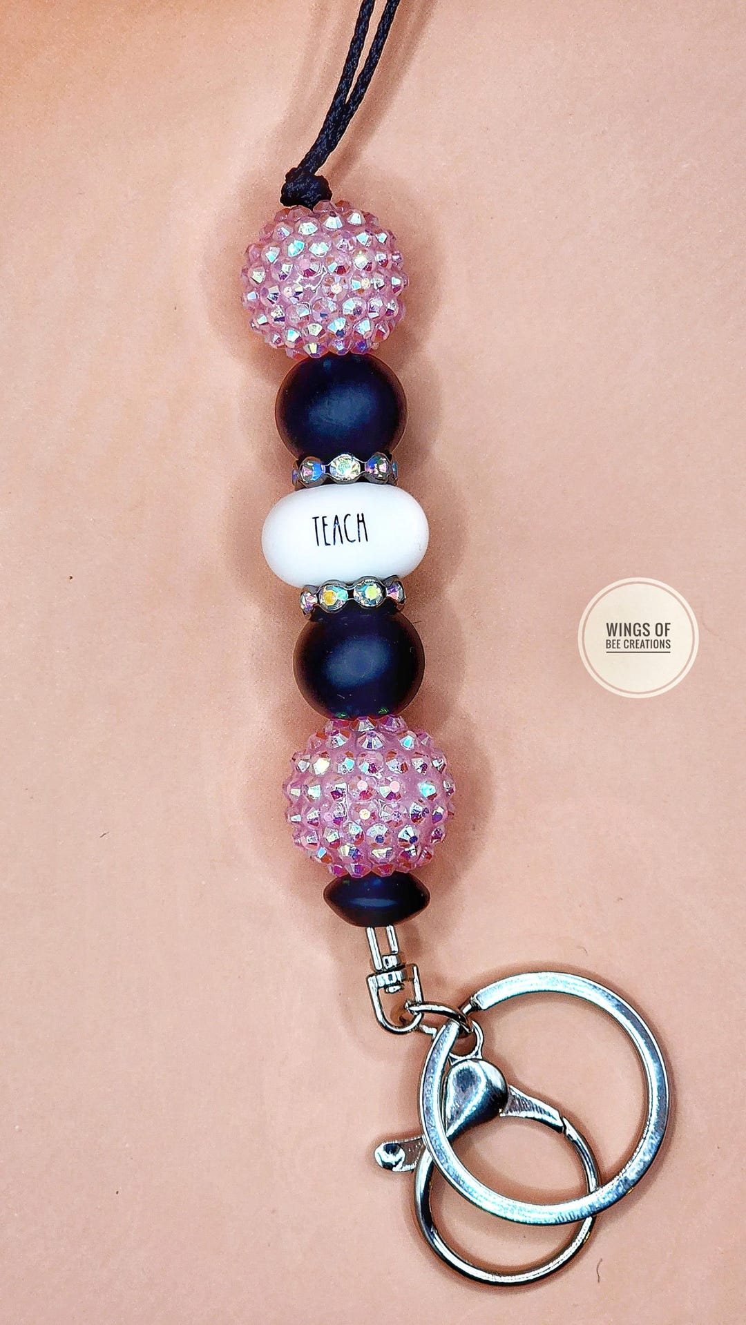 Rhinestone Teacher Lanyard,id Name Tag,glitter Style, Handmade Jewelry ...