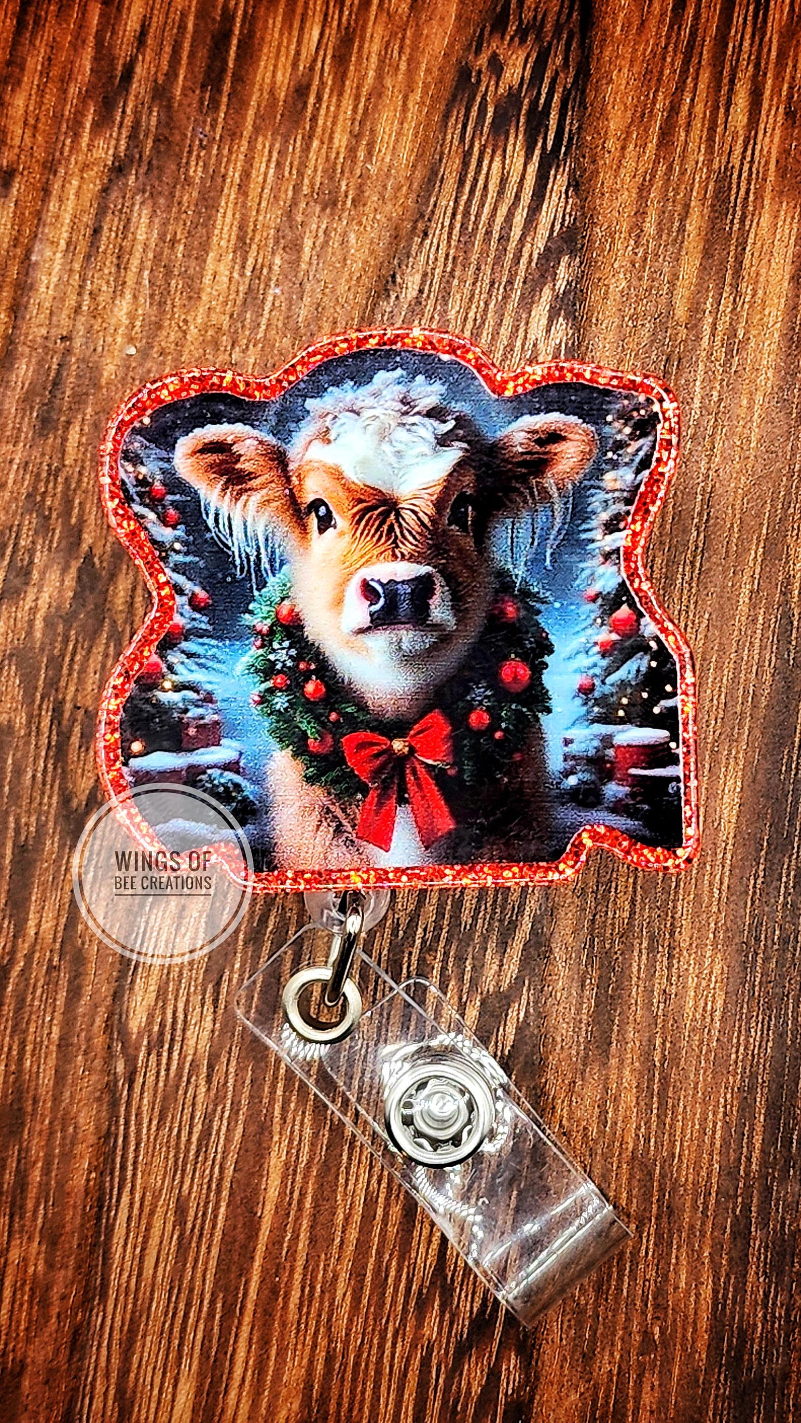 Christmas Cow Badge Reel,custom ID Name Tag Holder,grocery Store ...