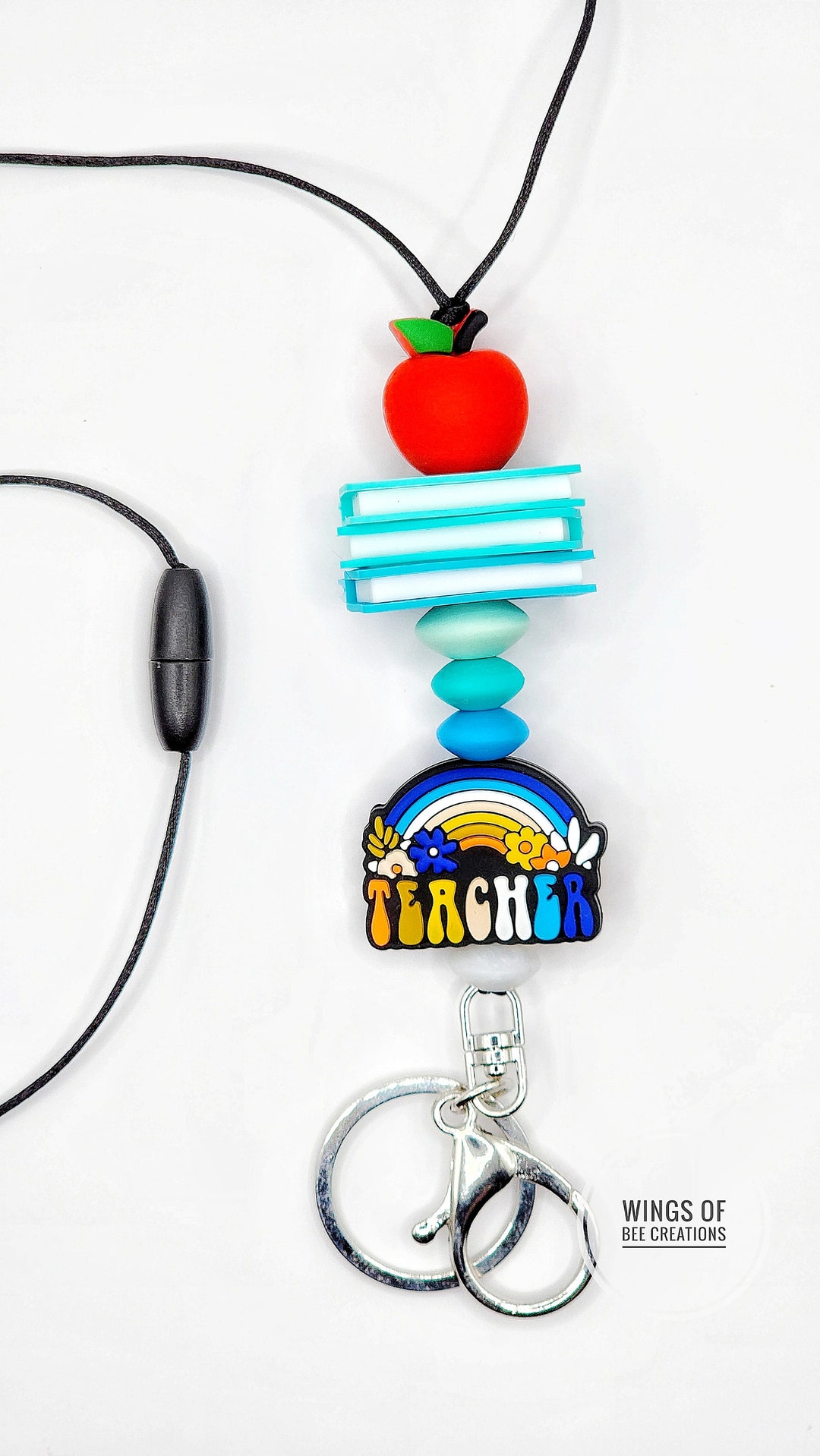 Blue Teacher Lanyard, Elementary School Lanyard,beaded Personalized ...