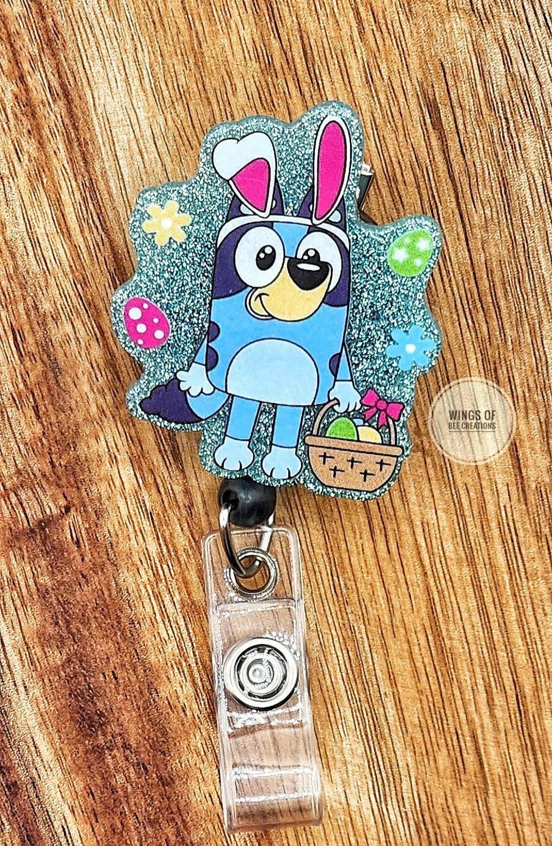 Easter Blue Pup Badge Reel,id Name Tag Holder,school Fashion,alligator ...