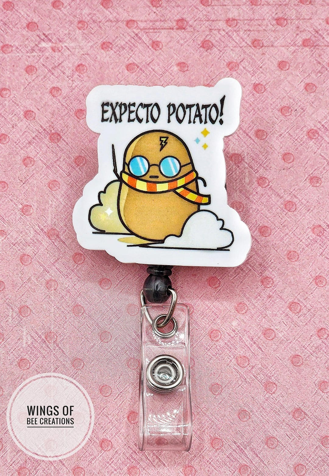 Expecto Potato Wizard Boy Badge Reel,name Tag Holder,alligator Clip ...