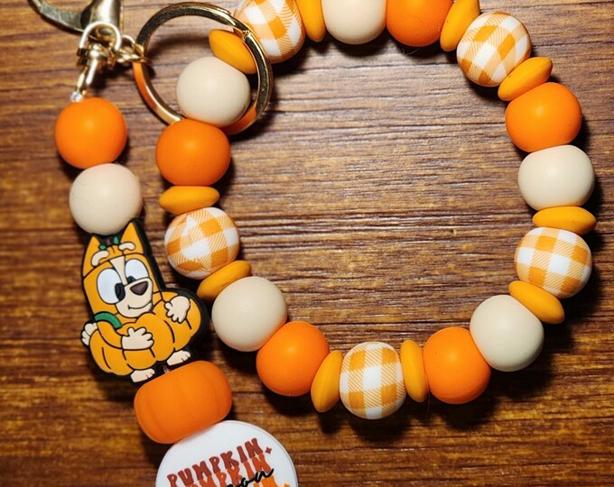 Bingo Bluey Wristlet,character Keychain,handmade Jewelry,pumpkin Bead ...