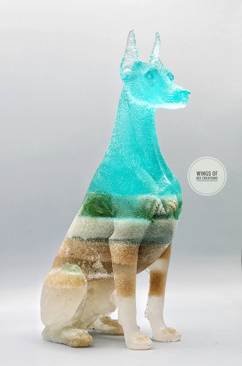 Doberman Pinscher Figurine Ocean Statue, Dog Memorial Sculpture ...