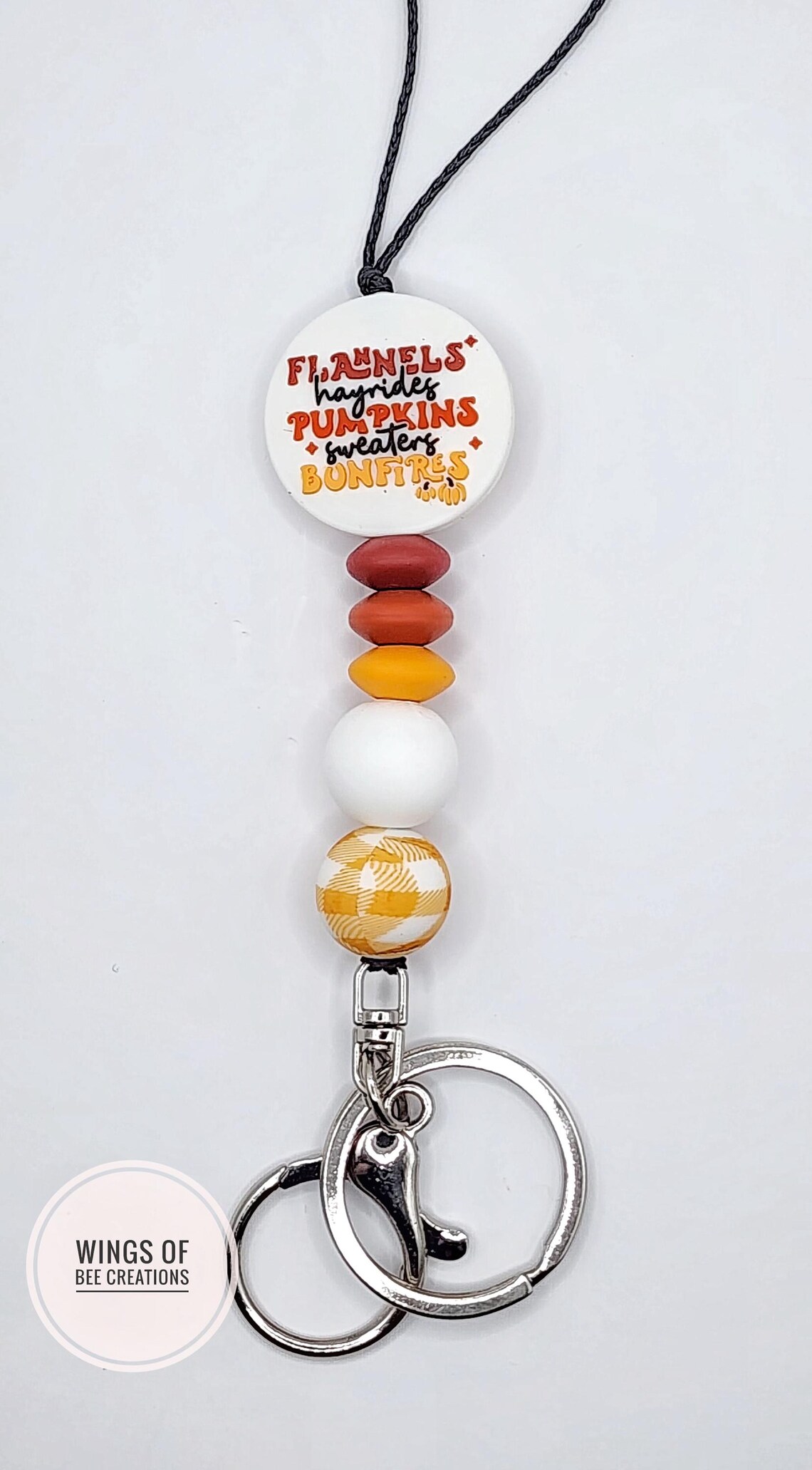 Pumpkins Flannels Bonfires Lanyard,id Name Tag,autumn Fashion, Handmade ...