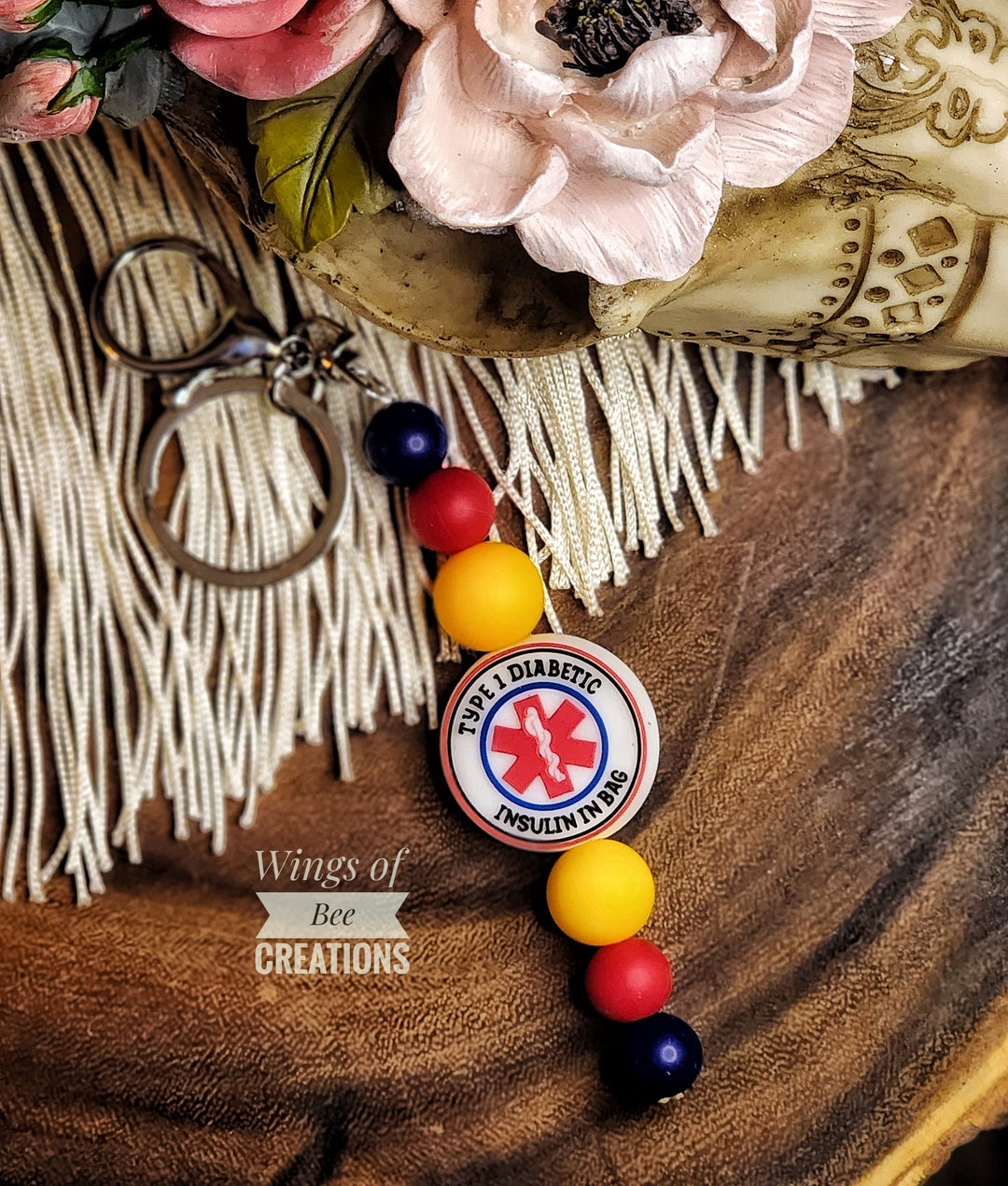 Diabetic Alert Keychain, Health Care, Diabetes Care, Custom Jewelry ...