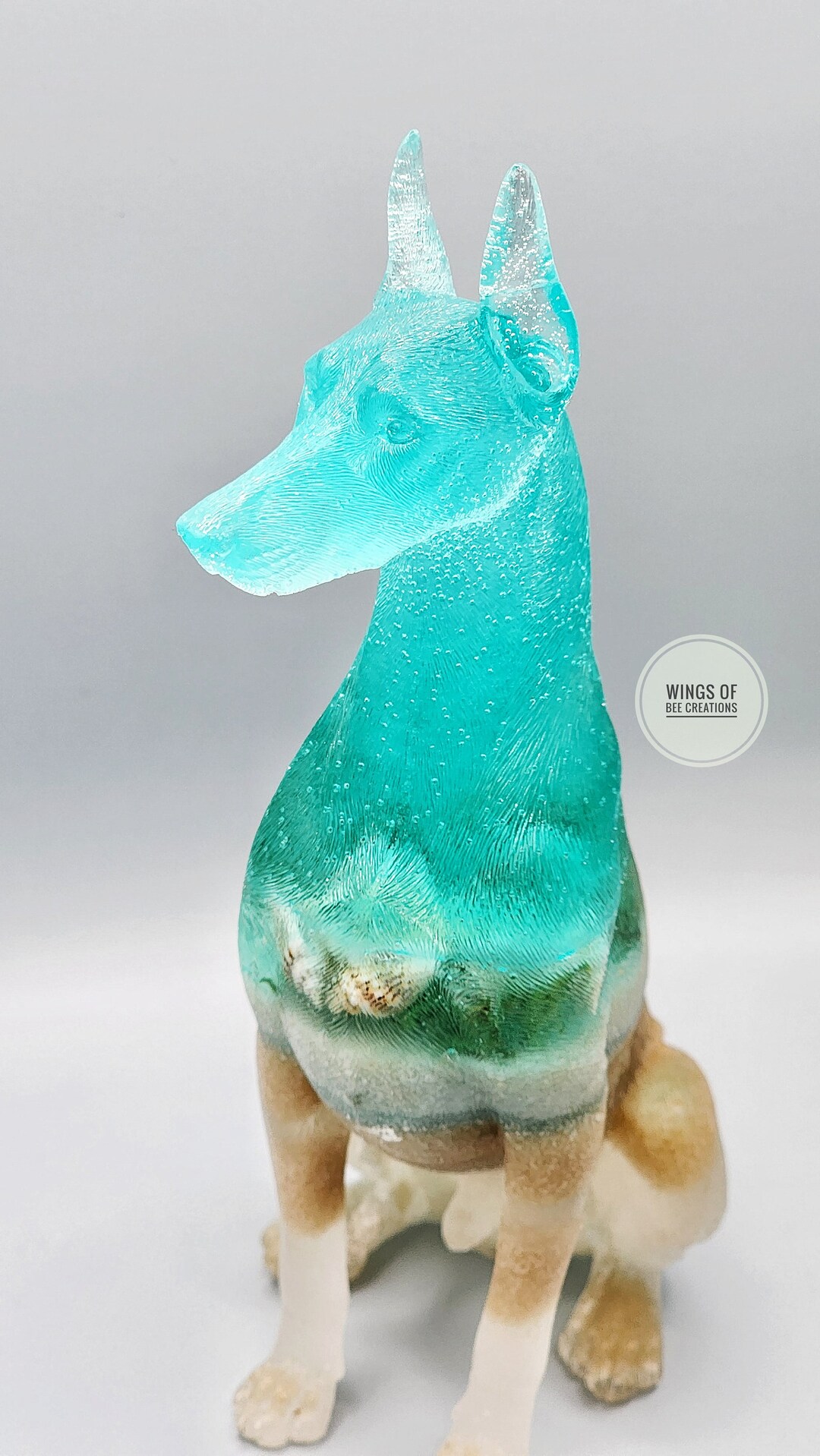 Doberman Pinscher Figurine Ocean Statue, Dog Memorial Sculpture ...