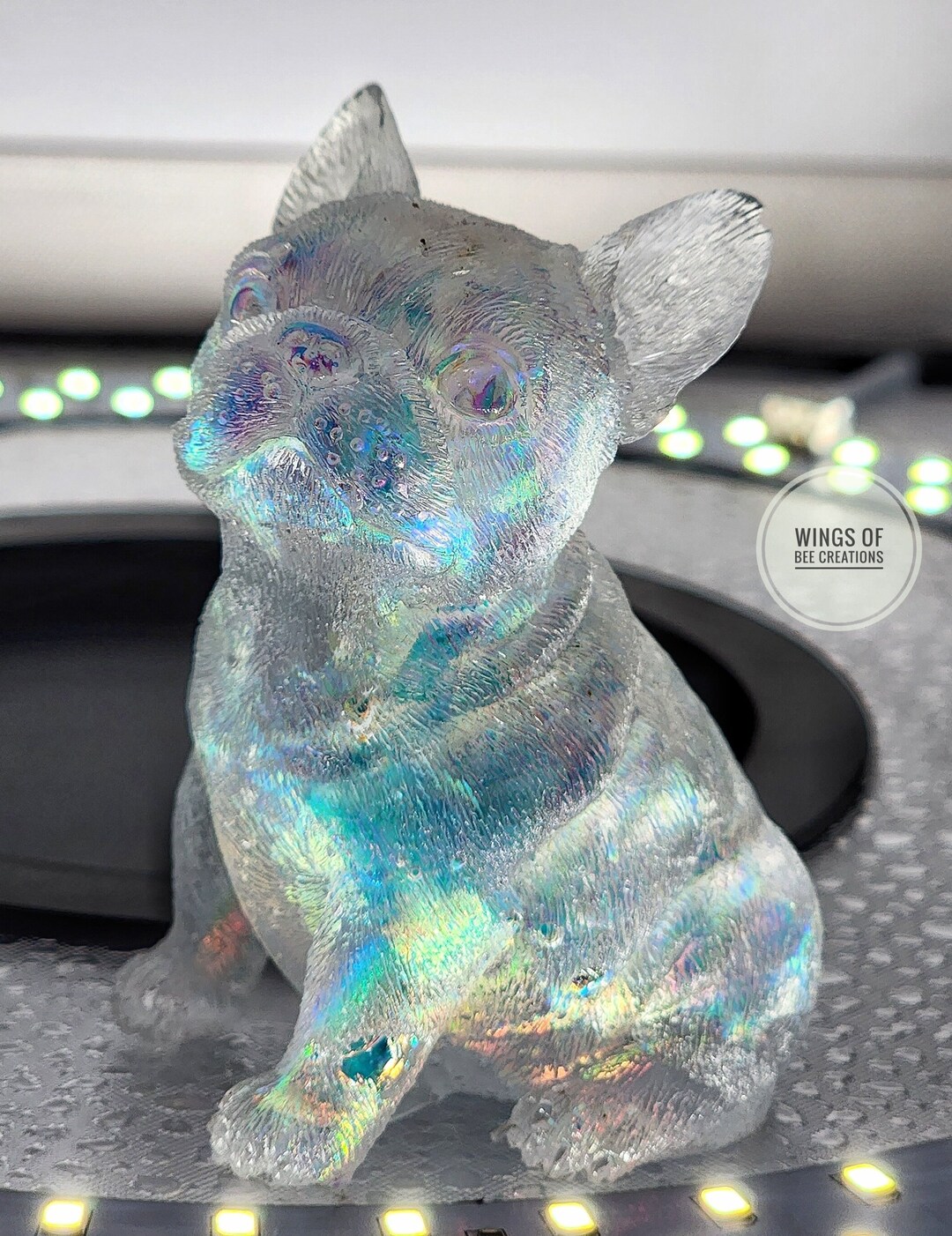 Frenchie Statue, Opal Inspired Decor,sit French Bulldog Sculpture,gem ...