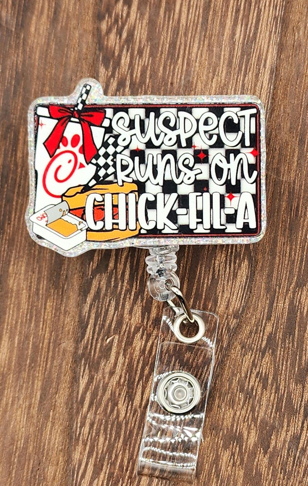 Chicken Fil-a Badge Reel,trendy ID Name Tag Holder, Adorable Teacher ...