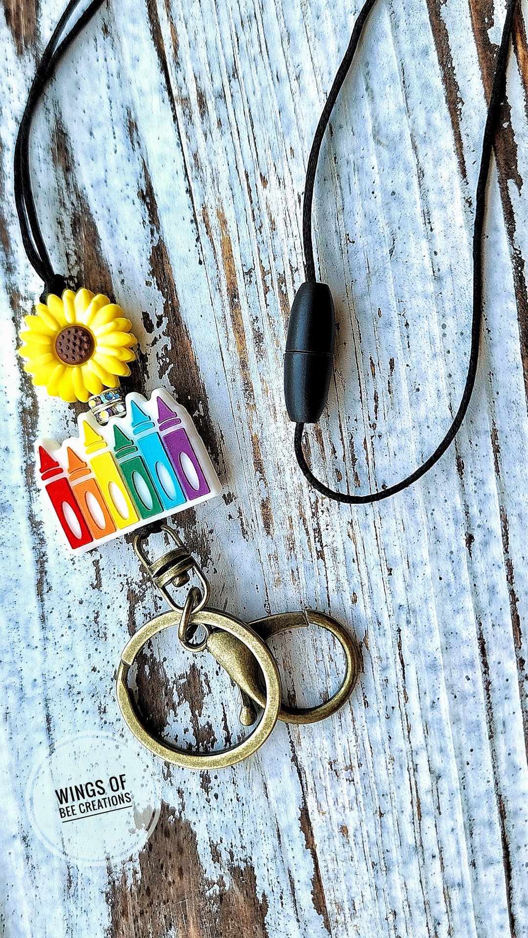 Teacher Lanyard,crayon Colors, Sunflower Decor, Hanger for Car Keys ...