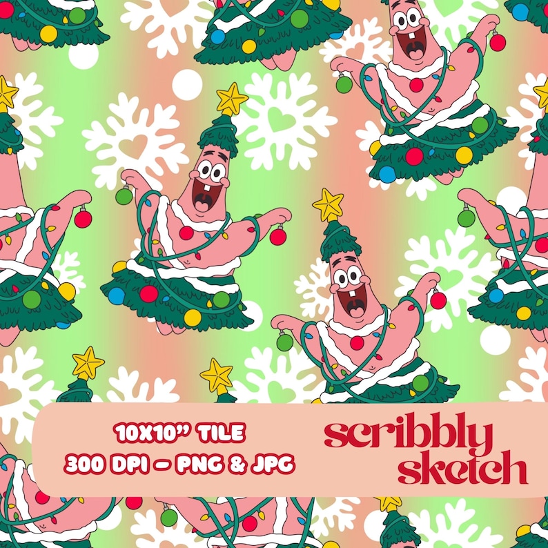 Patrick Star Christmas | Digital Image ONLY | Sublimation | Uv Dtf ...