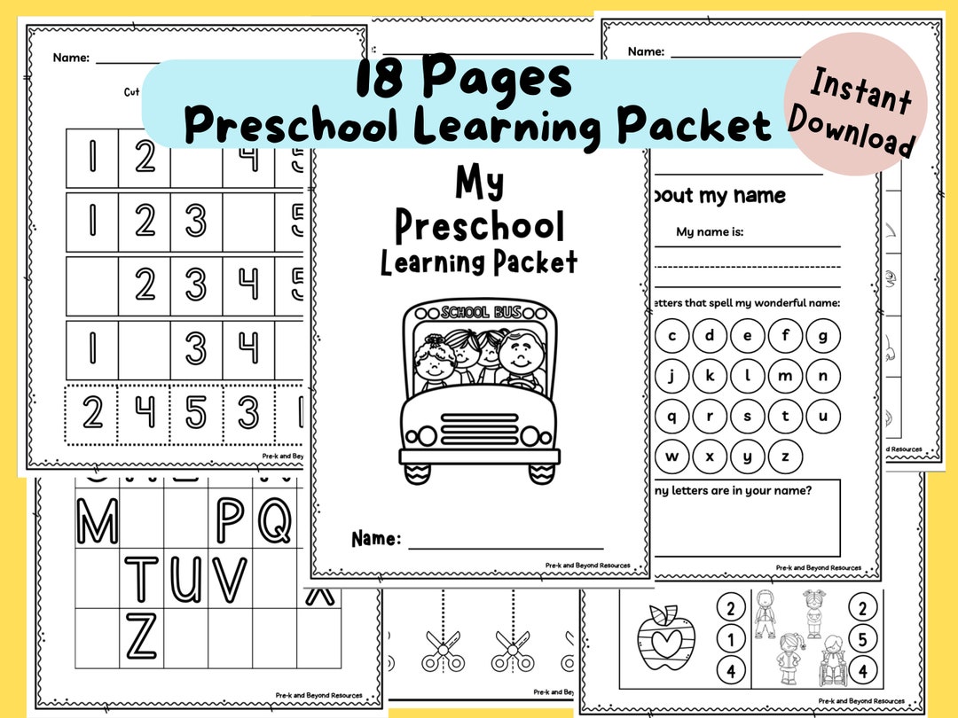 Preschool Learning Packet Preschool Printables Preschool - Etsy