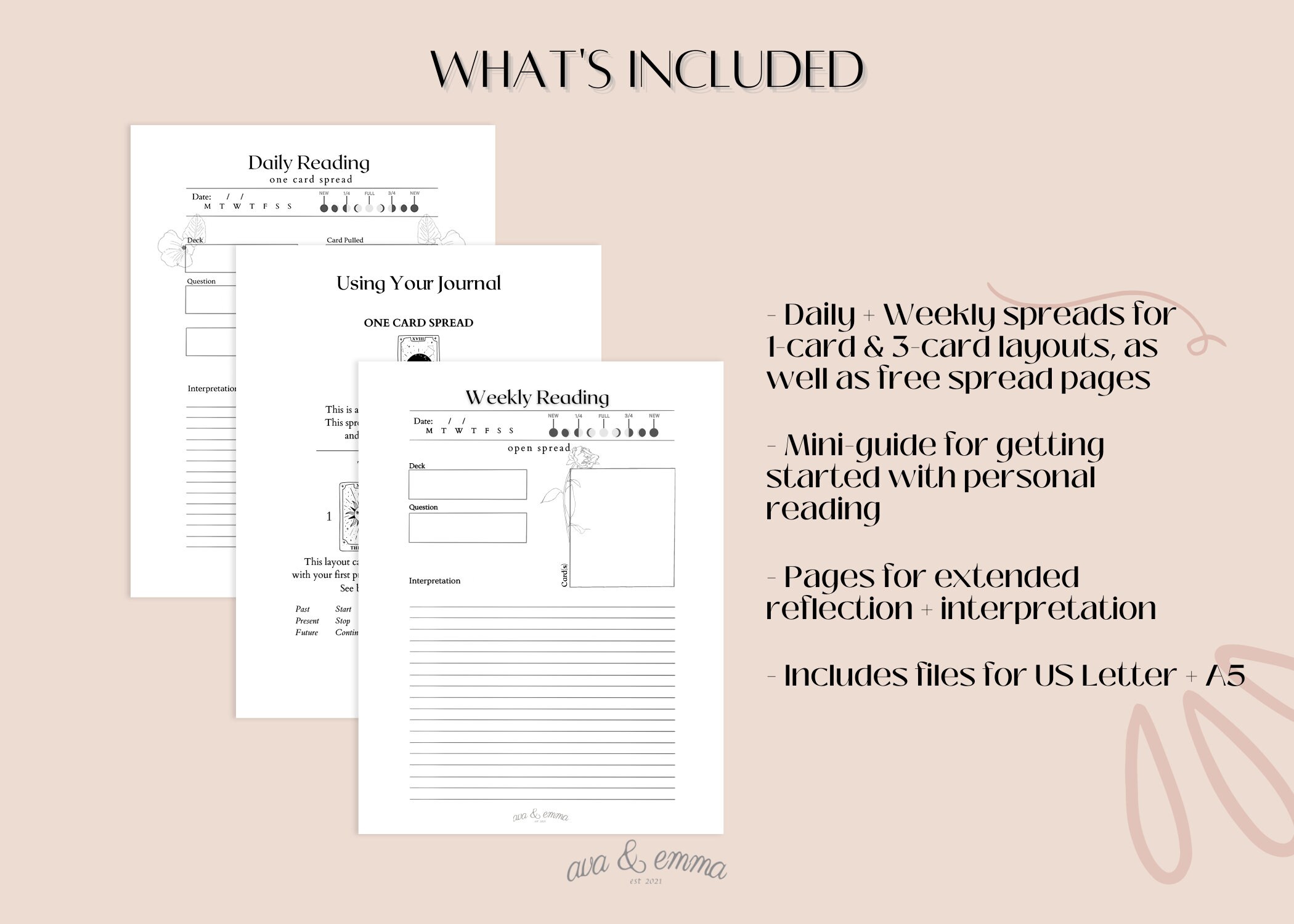 Tarot Journal Printable, Printable Journal Pages, Weekly Daily Journal ...