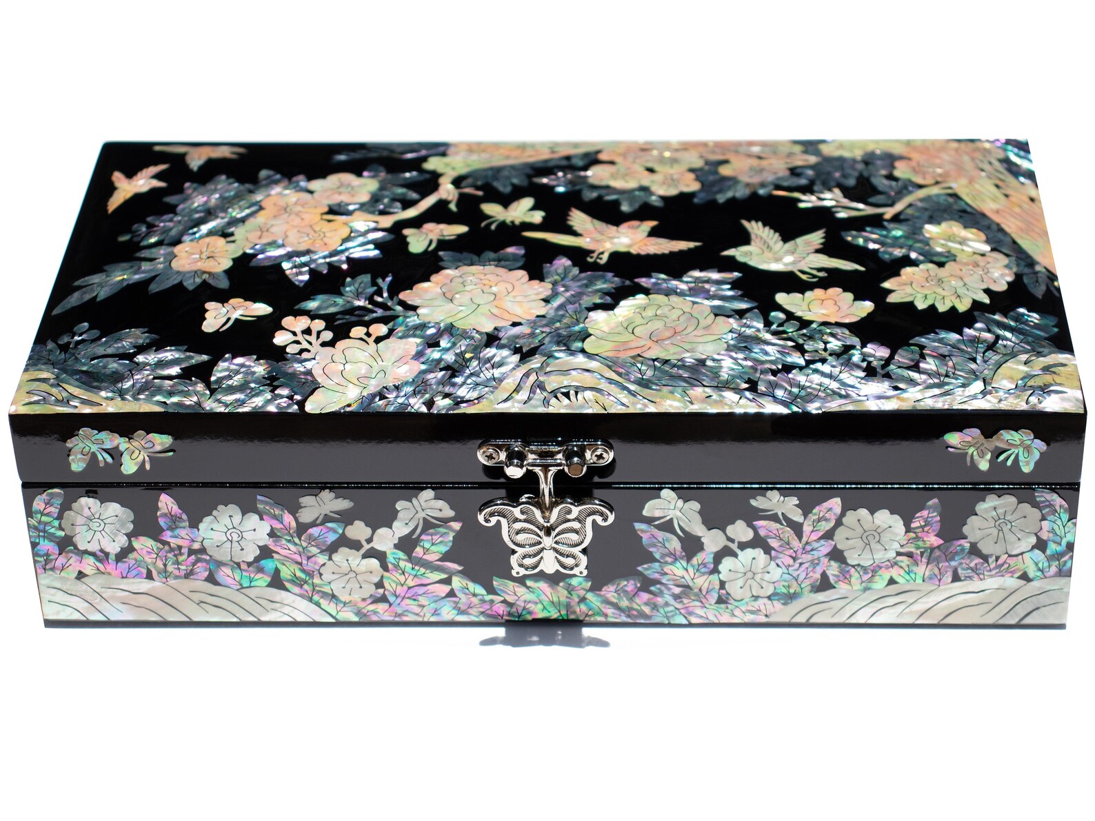 Mother of Pearl Box Vintage Jewelry Box Black Lacquer Trinket - Etsy