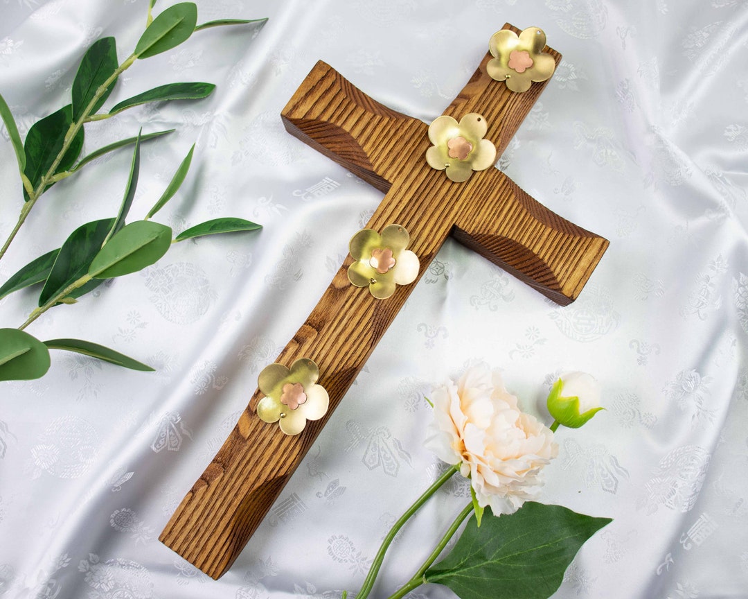 13.5inch Wood Wooden Wall Hanging Cross Handmade Cross Wall Catholic ...