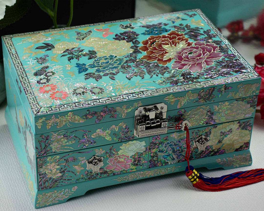 12.4x8.3in With Lock Large Mother of Pearl Seashell Jewelry Box With ...