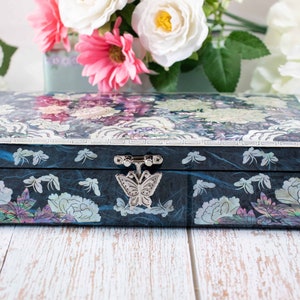 Mother of Pearl Jewelry Keepsake Box Asian Inlay Lacquer Wood Jewelry ...