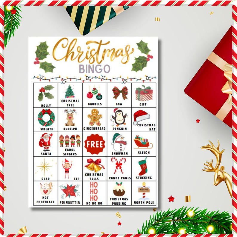 Festive Christmas Bingo Game: Family Holiday Activity (digital Download ...