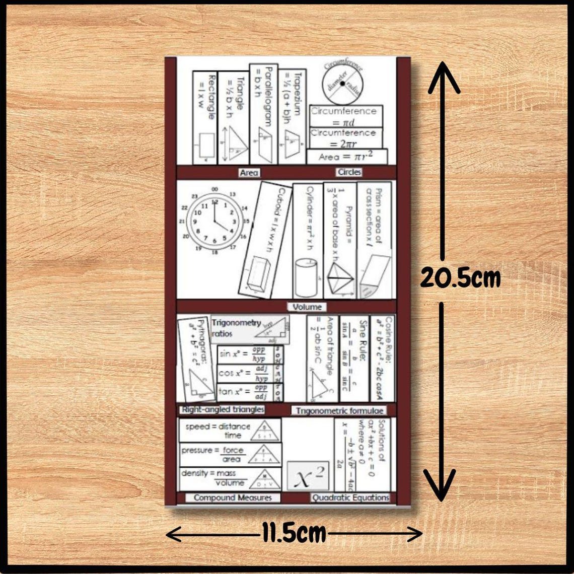 GCSE Maths Formulae Bookmark - Etsy