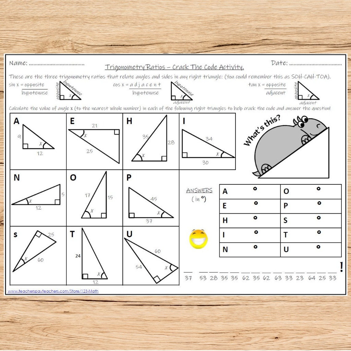 Trigonometry Codebreaker Activity - Etsy