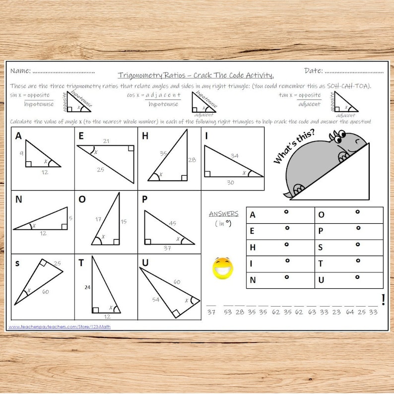 Trigonometry Codebreaker Activity - Etsy