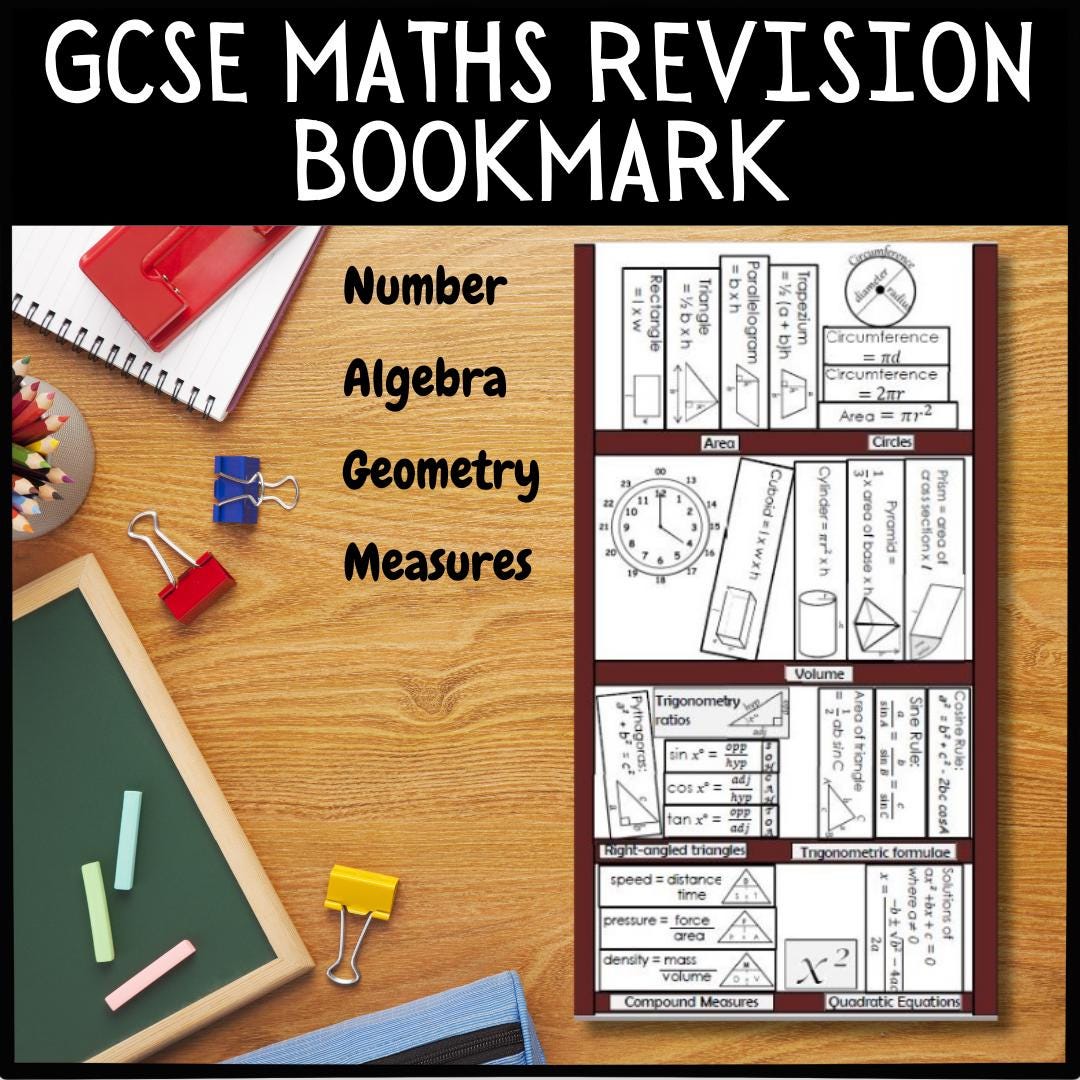 GCSE Maths Formulae Bookmark - Etsy