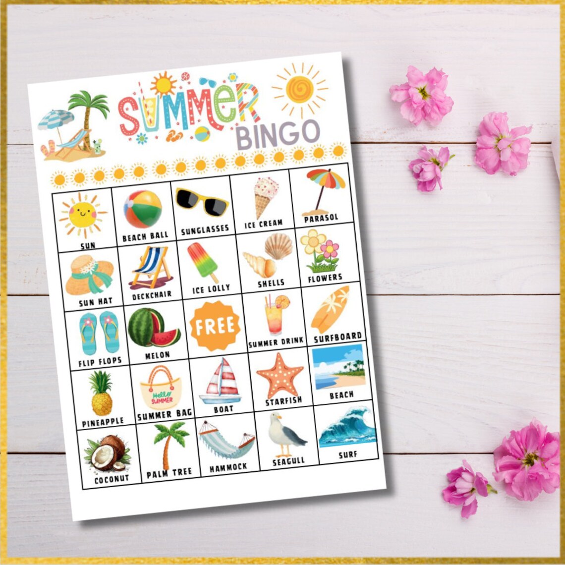 Summer Bingo Game, Summer Activity - Etsy UK