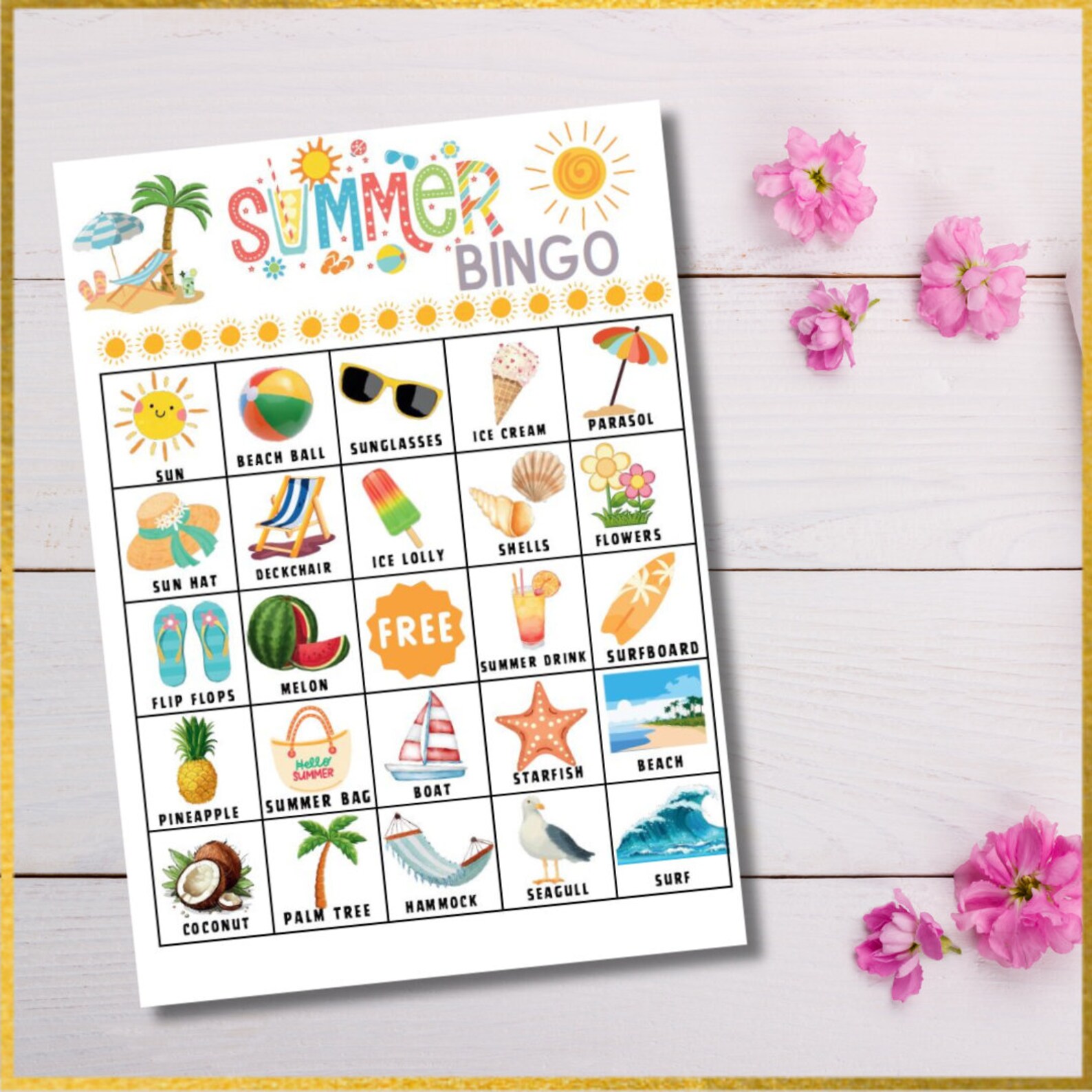 Summer Bingo Game, Summer Activity - Etsy UK