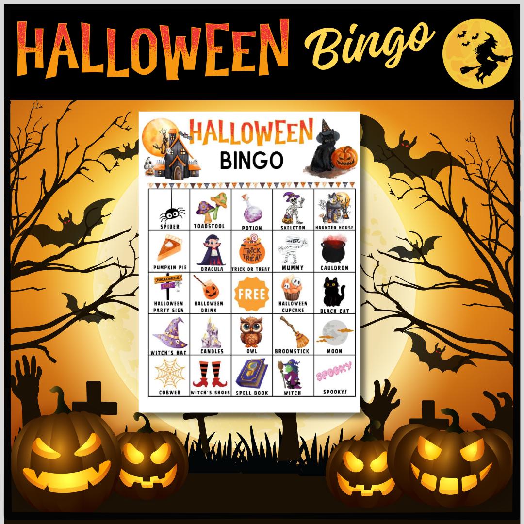 Halloween Bingo, Halloween Activity, Kids Halloween Party Game ...