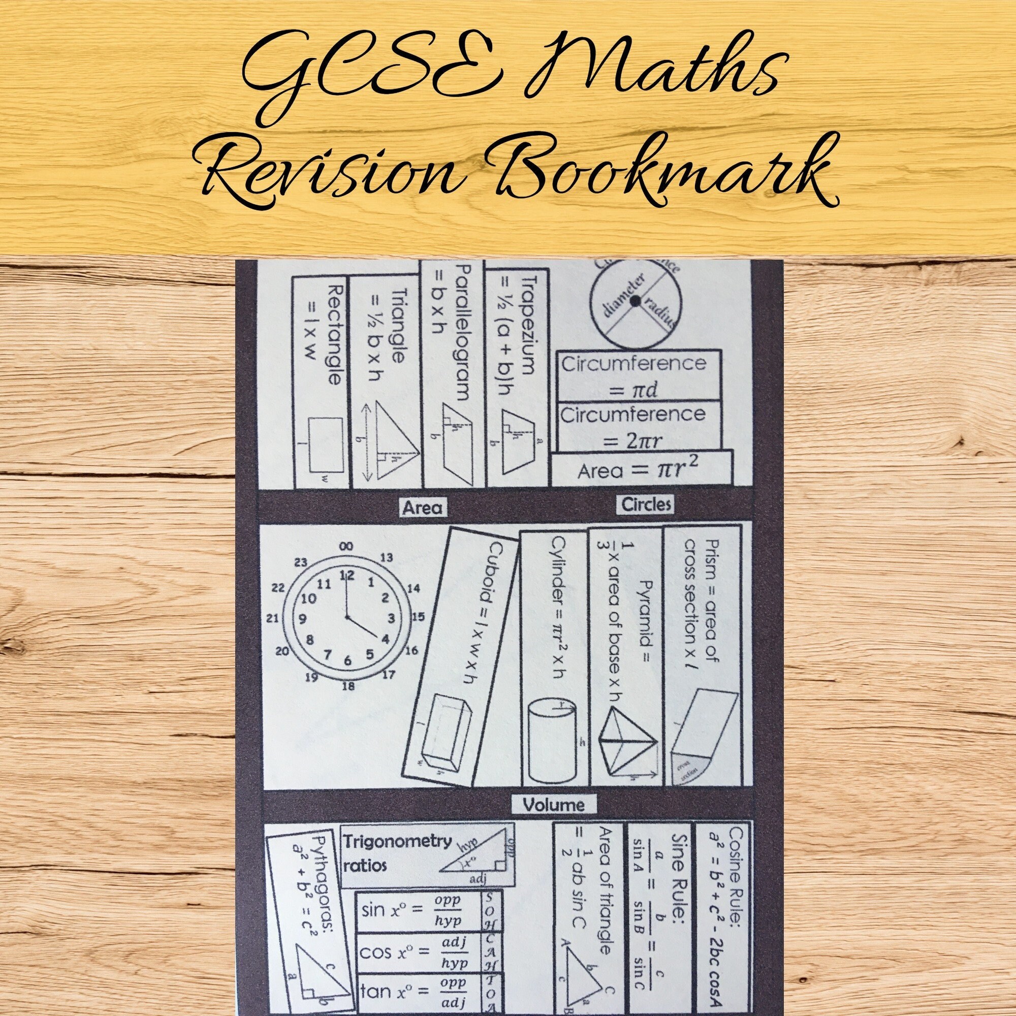 GCSE Maths Formulae Bookmark - Etsy UK