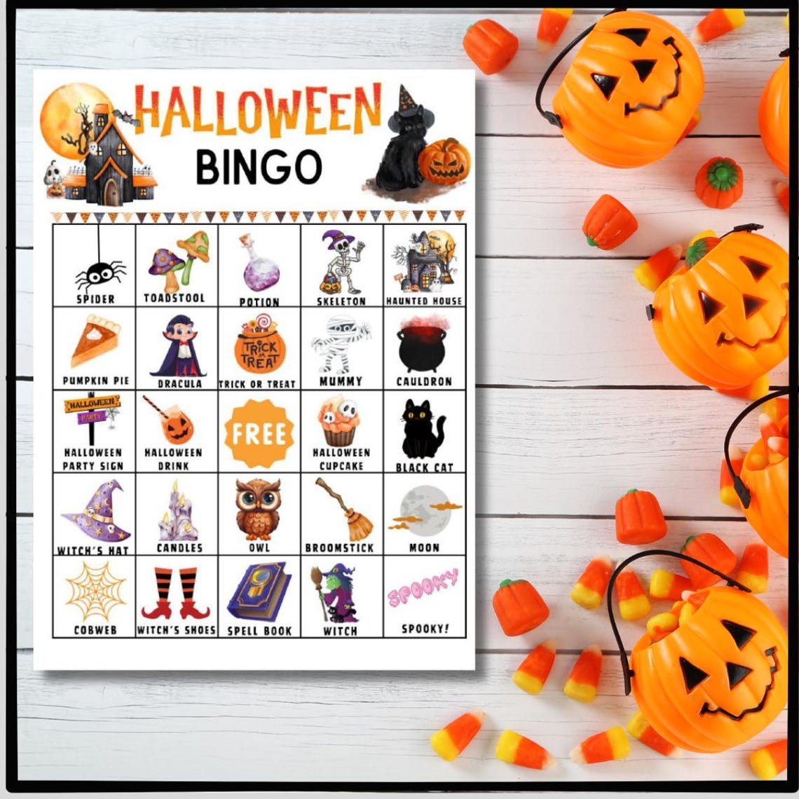 Halloween Bingo, Halloween Activity, Kids Halloween Party Game ...