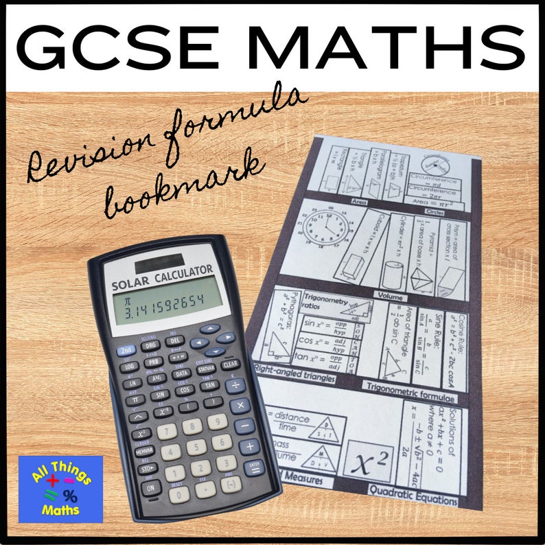 GCSE Maths Formulae Bookmark - Etsy