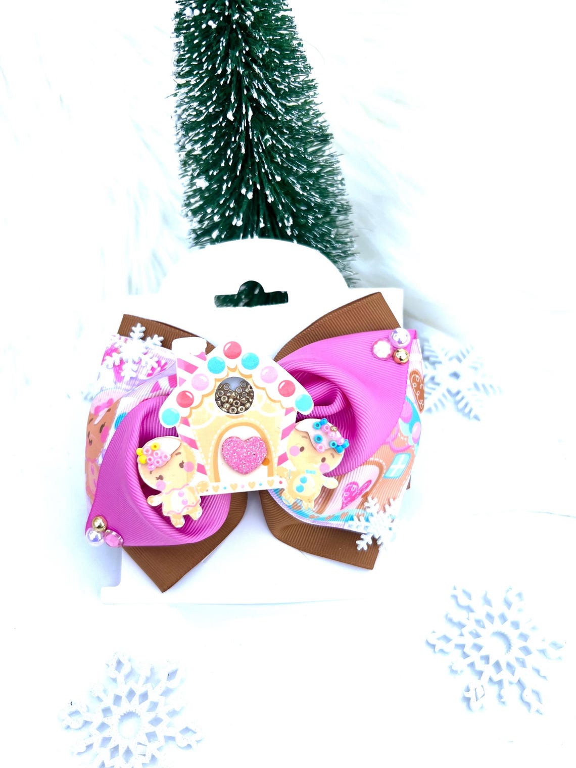 Gingerbread House Hair Bow/ Christmas Hair Bow/ Girls Hair Accessories ...