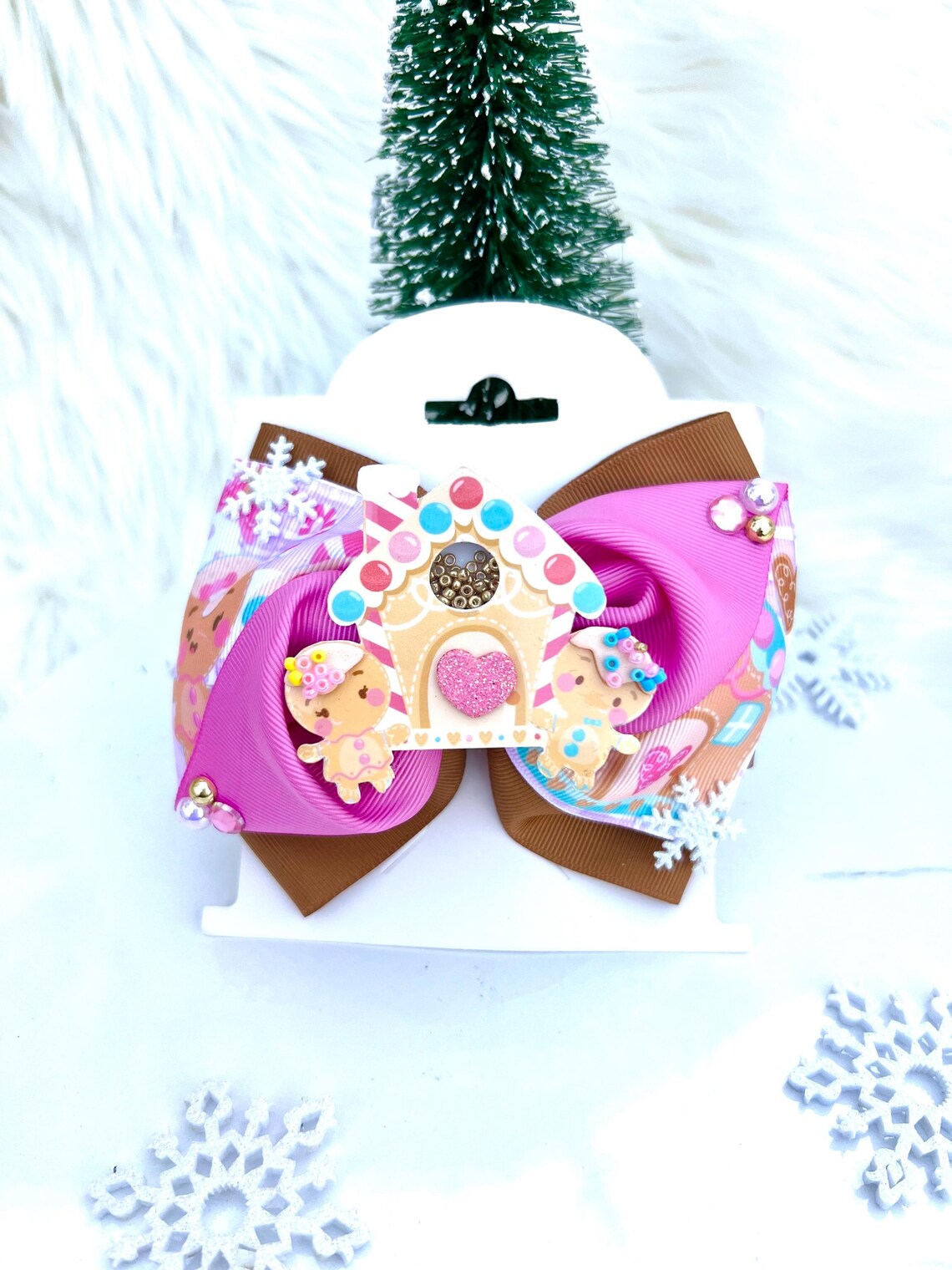 Gingerbread House Hair Bow/ Christmas Hair Bow/ Girls Hair Accessories ...