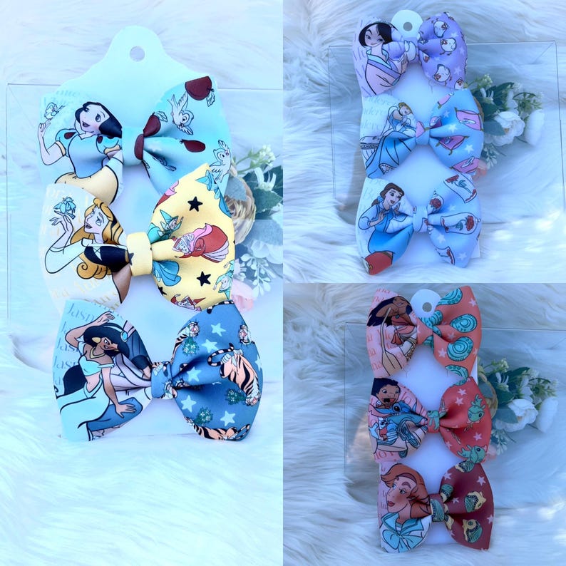 Princess Hair Bows/princess Bow Collection/ Young Girls Hair ...