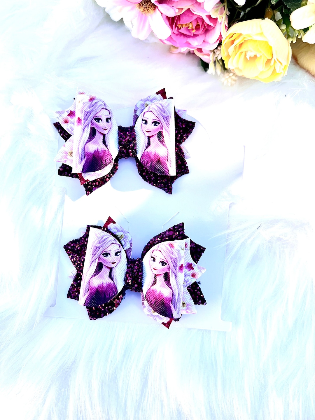 Elsa Pigtail Bows/ Elsa Bow Set/girls and Toddlers Hair Accessories - Etsy