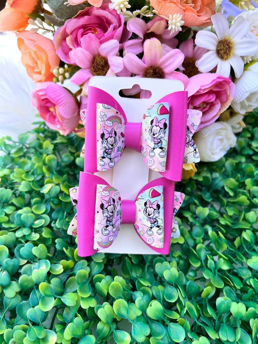 Minnie Mouse Pigtail Bow Set/minnie Pigtail Bows/girls Hair Accessories ...