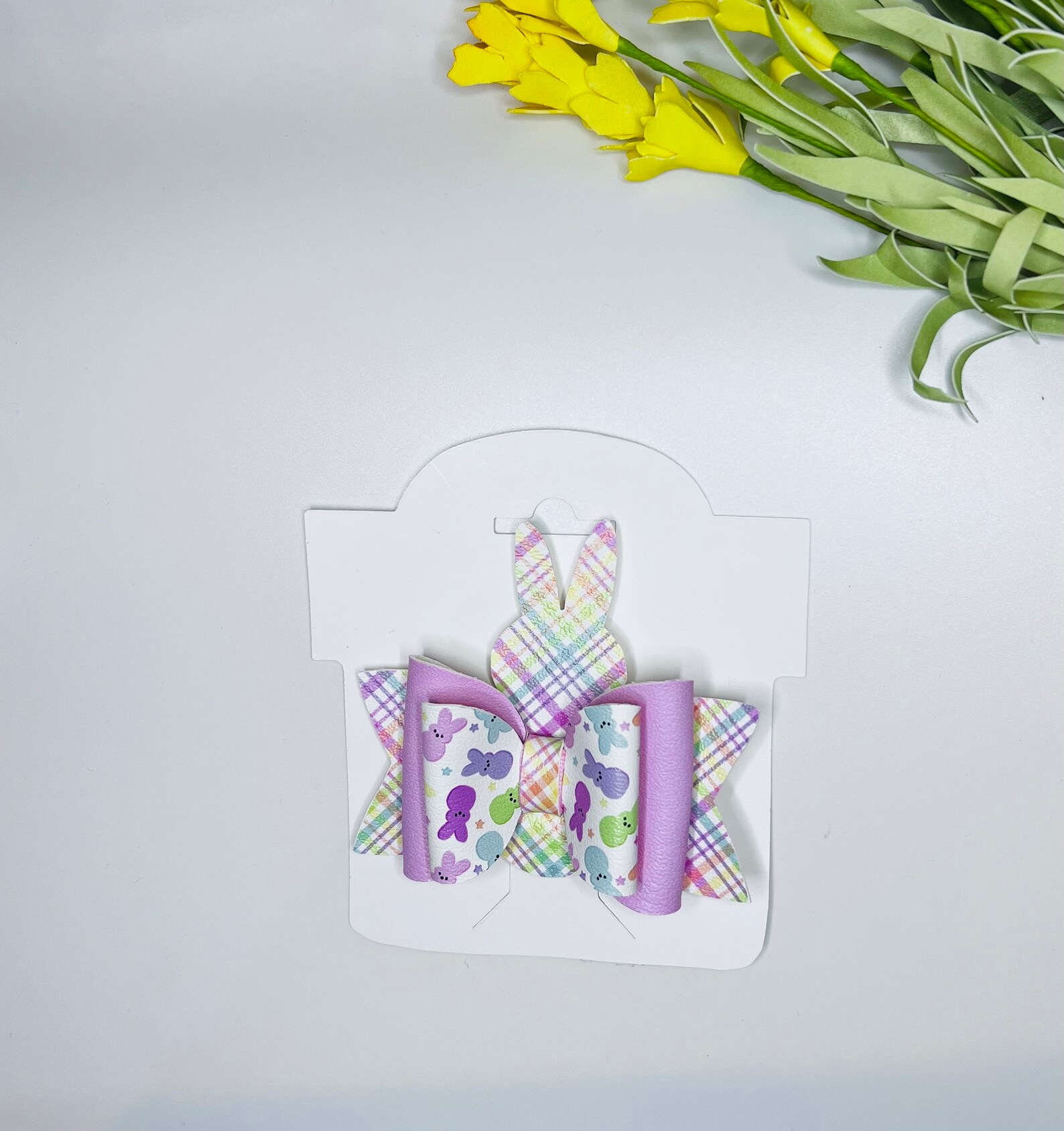 Pink Bunny Easter Hair Bow: Vegan Leather Glitter Bow - Etsy