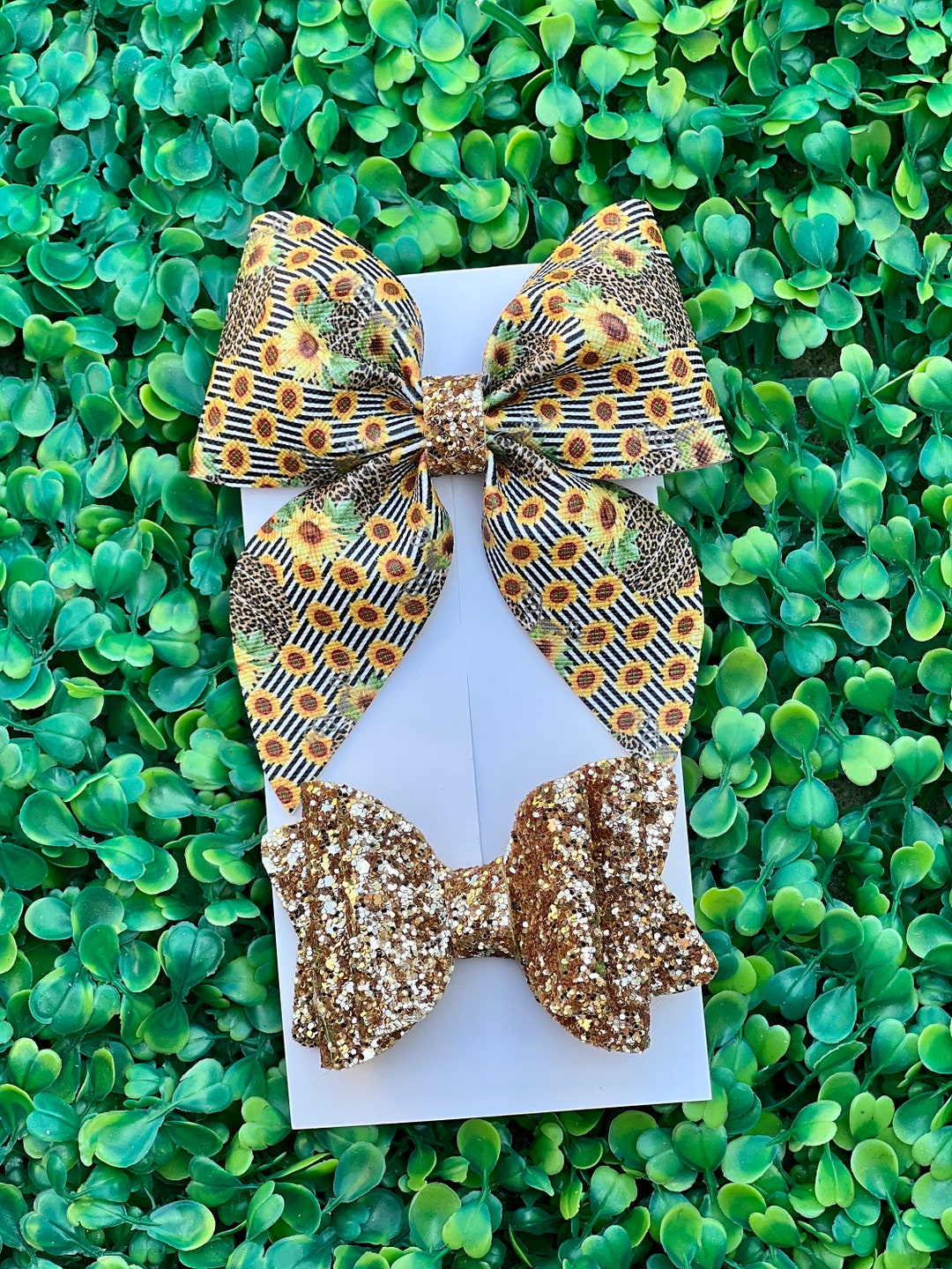 Sunflowers and Glitter Bows/ Fall Bow Set/ Toddlers Bow Set/ Sailor Bow ...