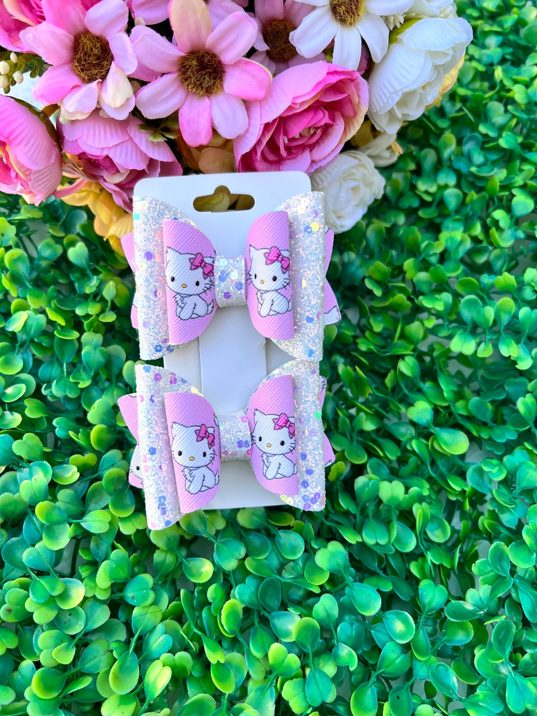 Marie Pigtail Bow Set/ Kitty Pigtail Bows/girls Hair Accessories - Etsy