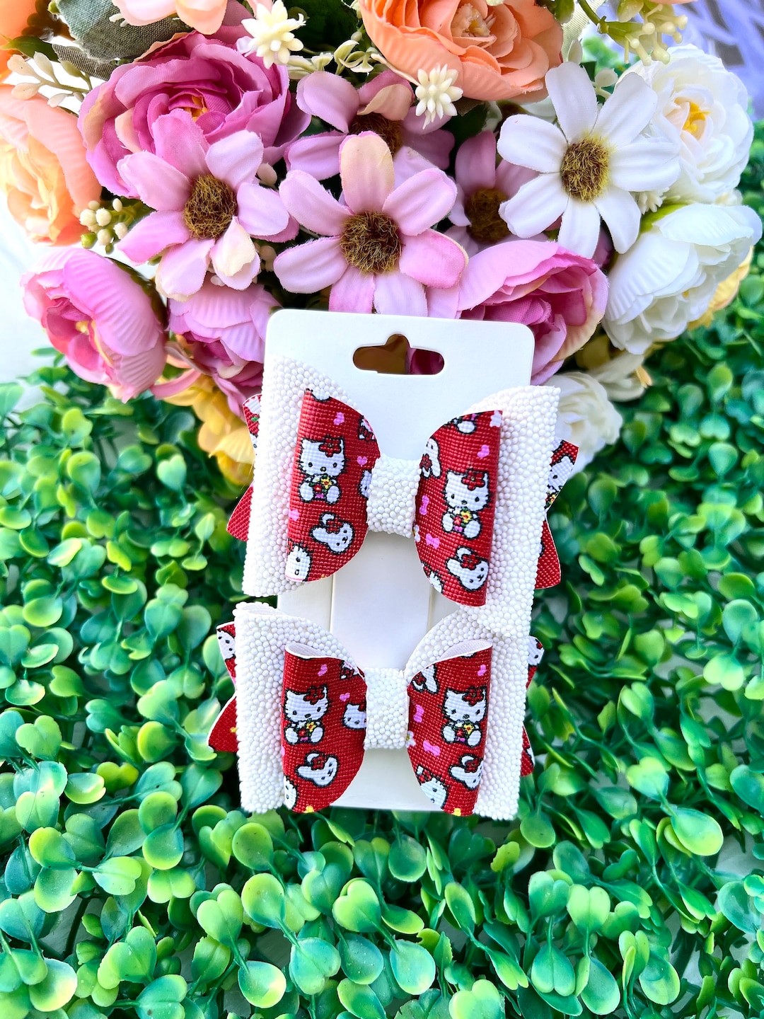 Kitty Pigtail Bow Set/ Pigtail Bows/ Young Girl and Toddlers Bow Set - Etsy