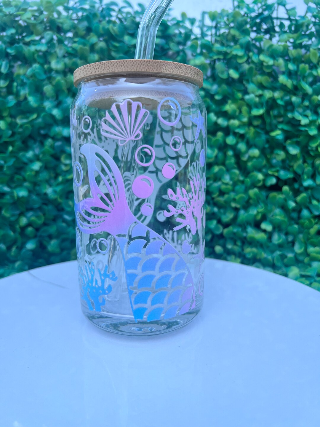 Mermaid Tail Glass Cup/ Girl Glass Cup - Etsy