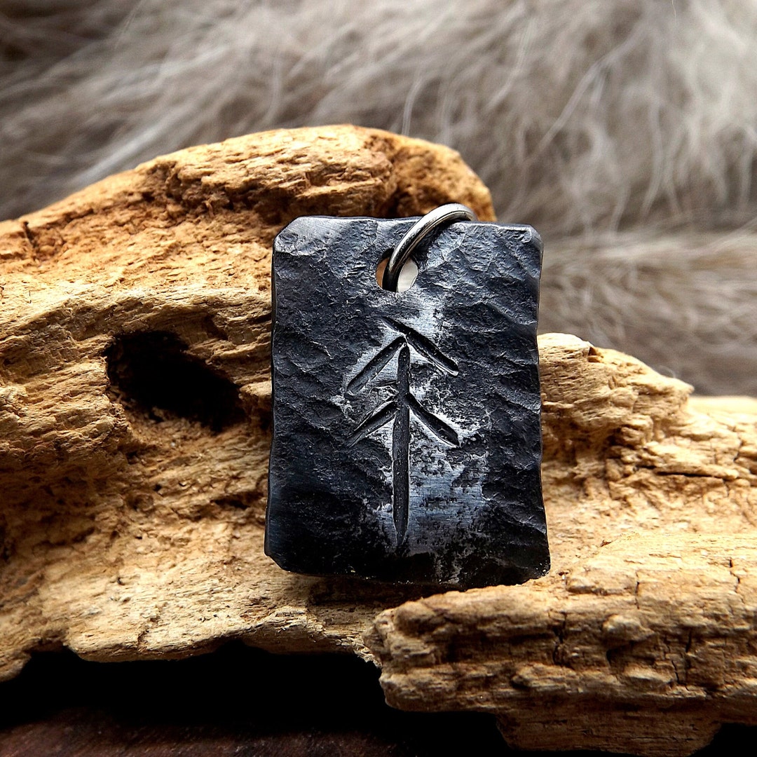 Viking Rune of Victory Pendant in High Quality Hand Forged Steel and ...