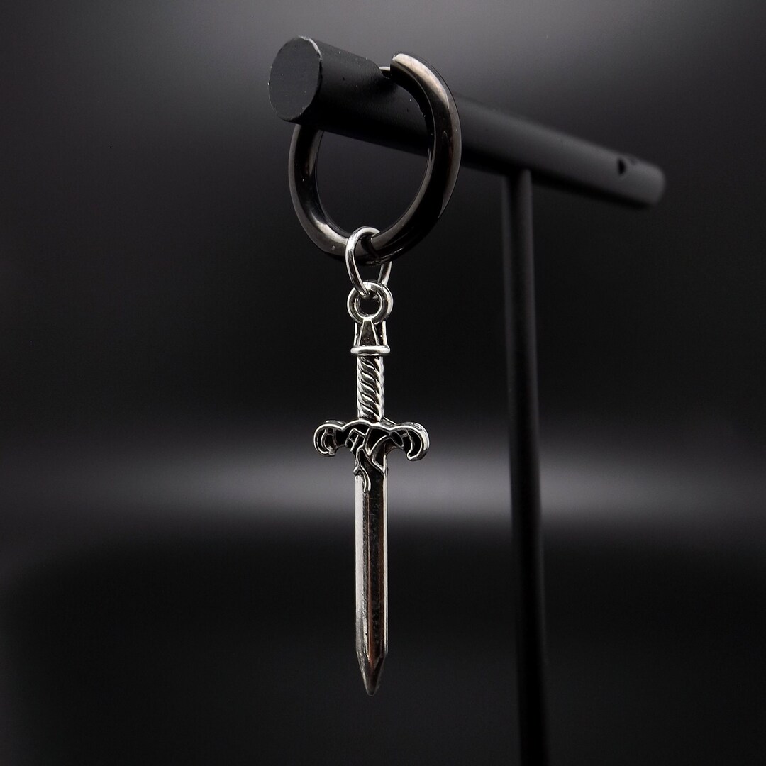 Mono Mixed Viking Hoop in Black Stainless Steel With Dagger, Knife ...