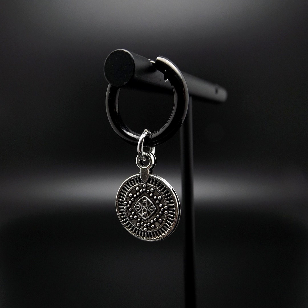 Unisex Mono Earring, Viking, Piece, Alternative, Ethnic, Black Steel ...