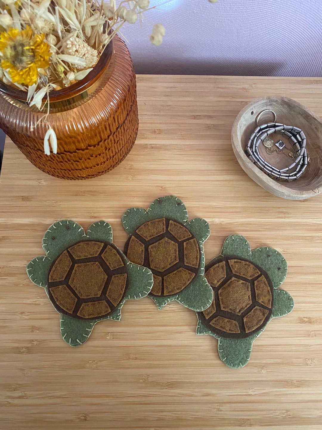 Turtle Felt Coaster, Drink Coaster, Animal Coaster, Coaster Set, Bar ...