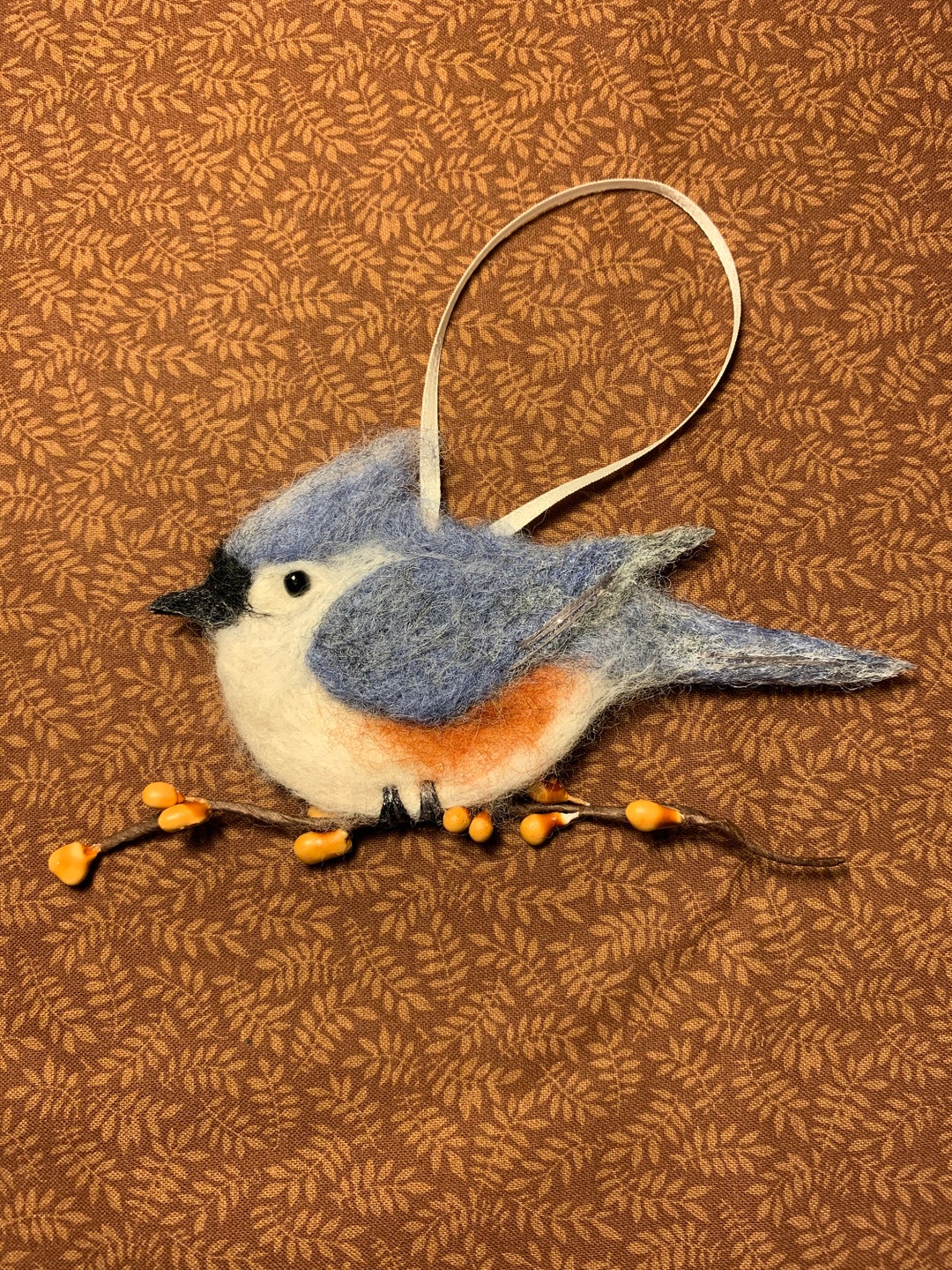 Handmade Needle Felted Tufted Titmouse Bird Ornament, He is Sitting on ...